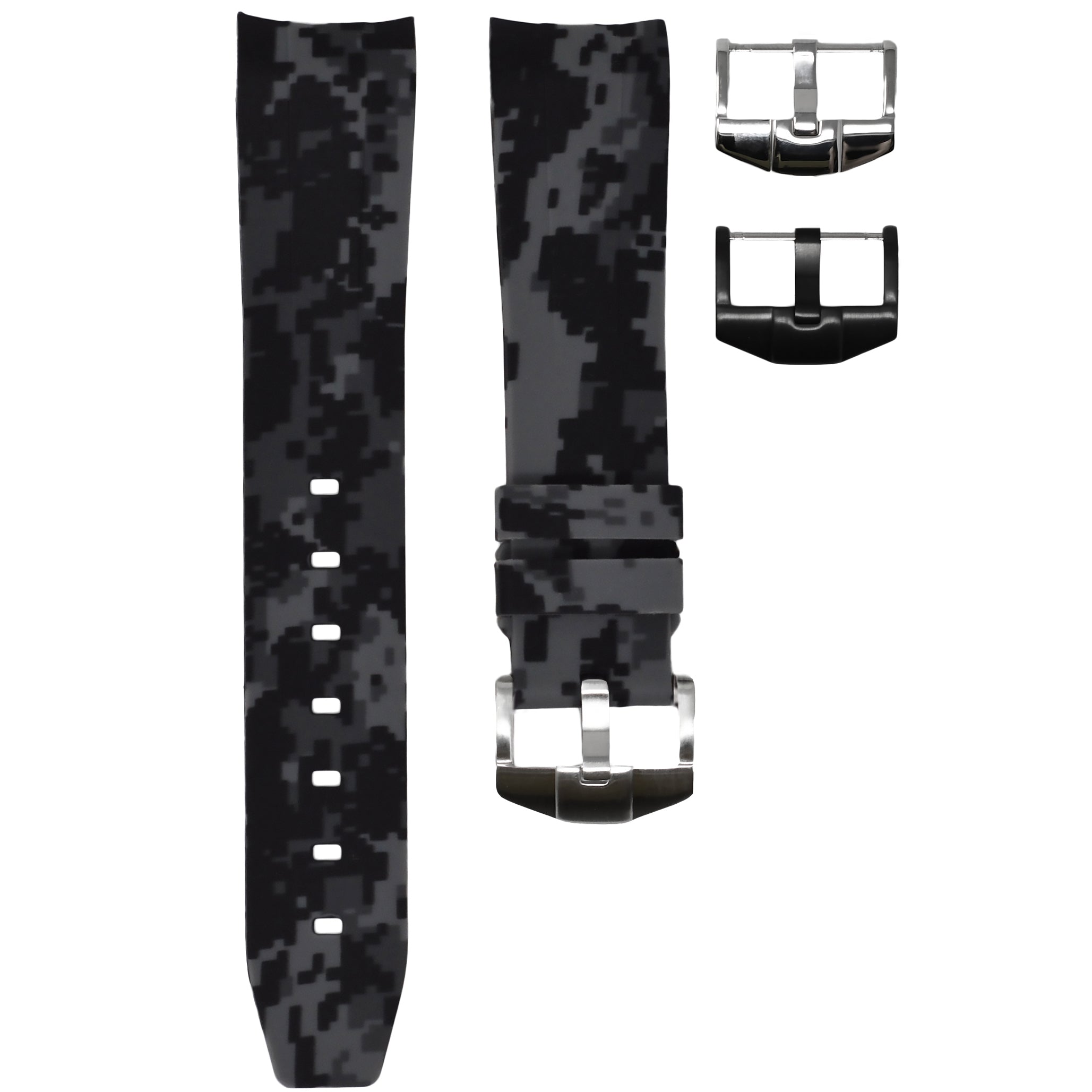 Graphite Digital Camouflage Rubber Strap 20mm – Timepiece360